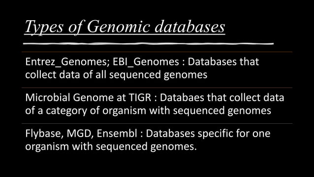Genomic Databases-.pptx | Databases | Computer Software and Applications
