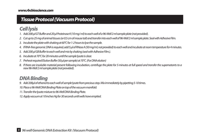 BioStar Lifetech Genomic DNA extraction kit(rbp96 b) protocol | PPT