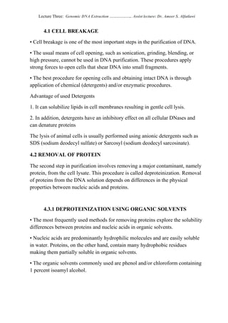 Whole Genomic DNA extraction lecture | PDF