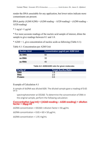 Whole Genomic DNA extraction lecture | PDF