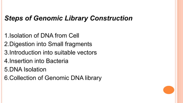 genomic library.pptx | Biological Sciences | Science
