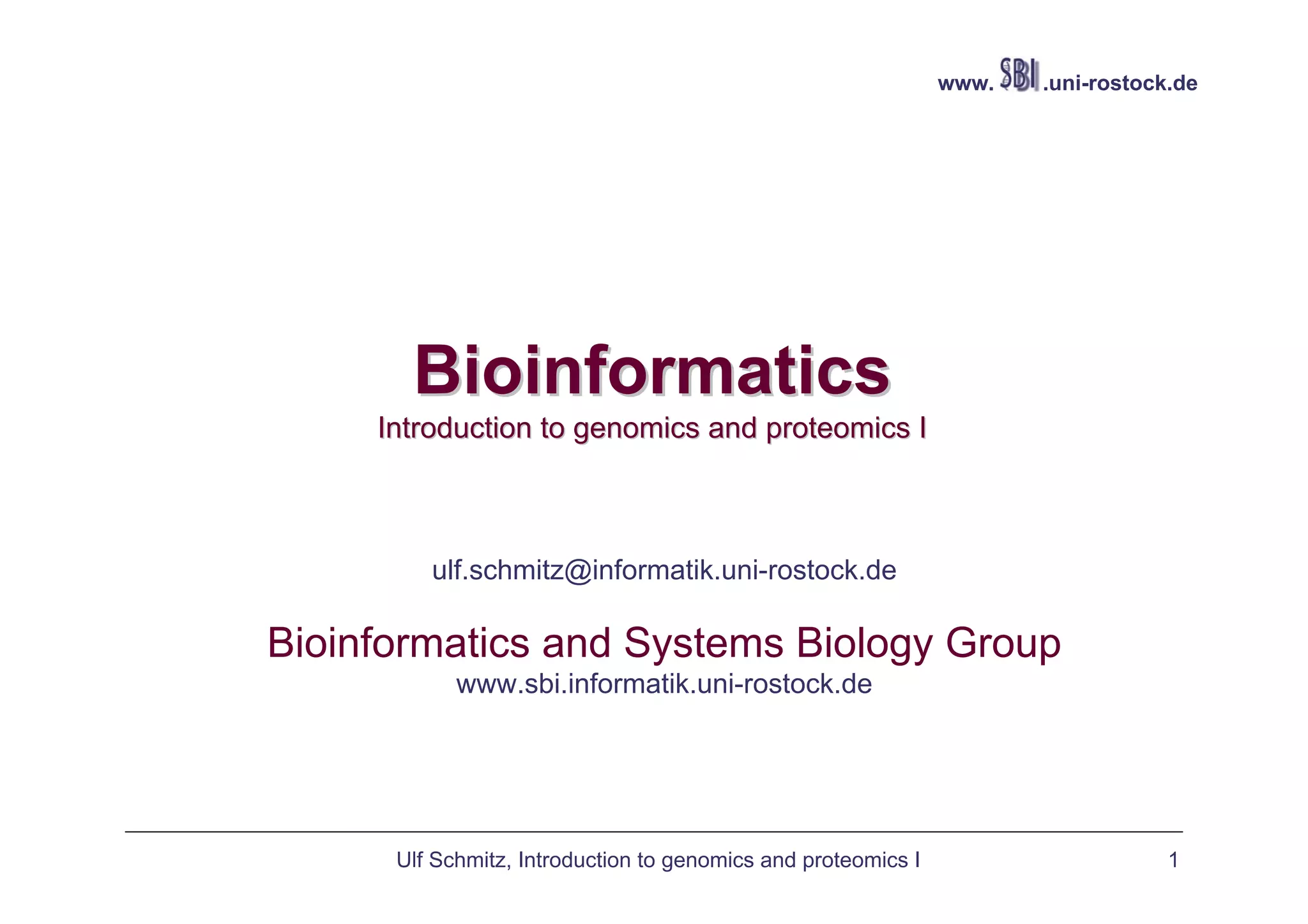 Genomics and proteomics I | PDF