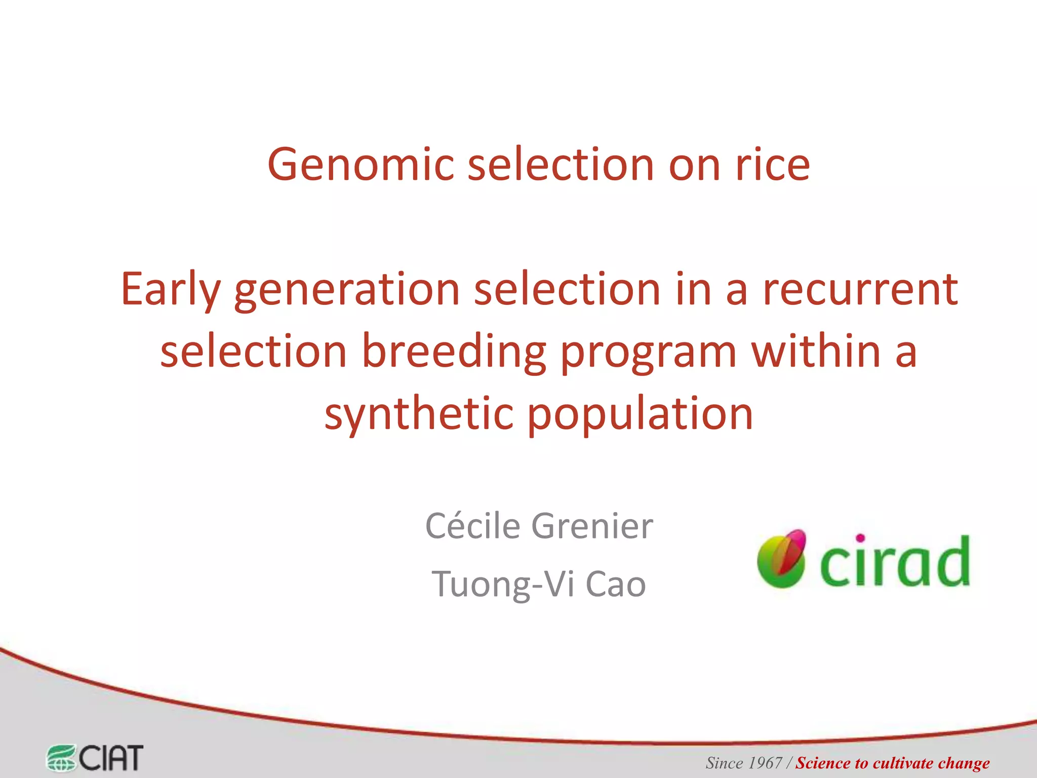 Genomic selection on rice | PPTX