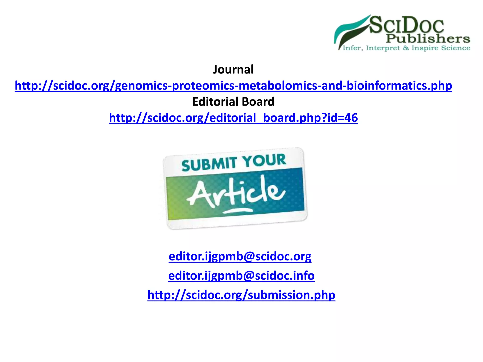 Genomics, Proteomics, Metabolomics and Bioinformatics Journal ...