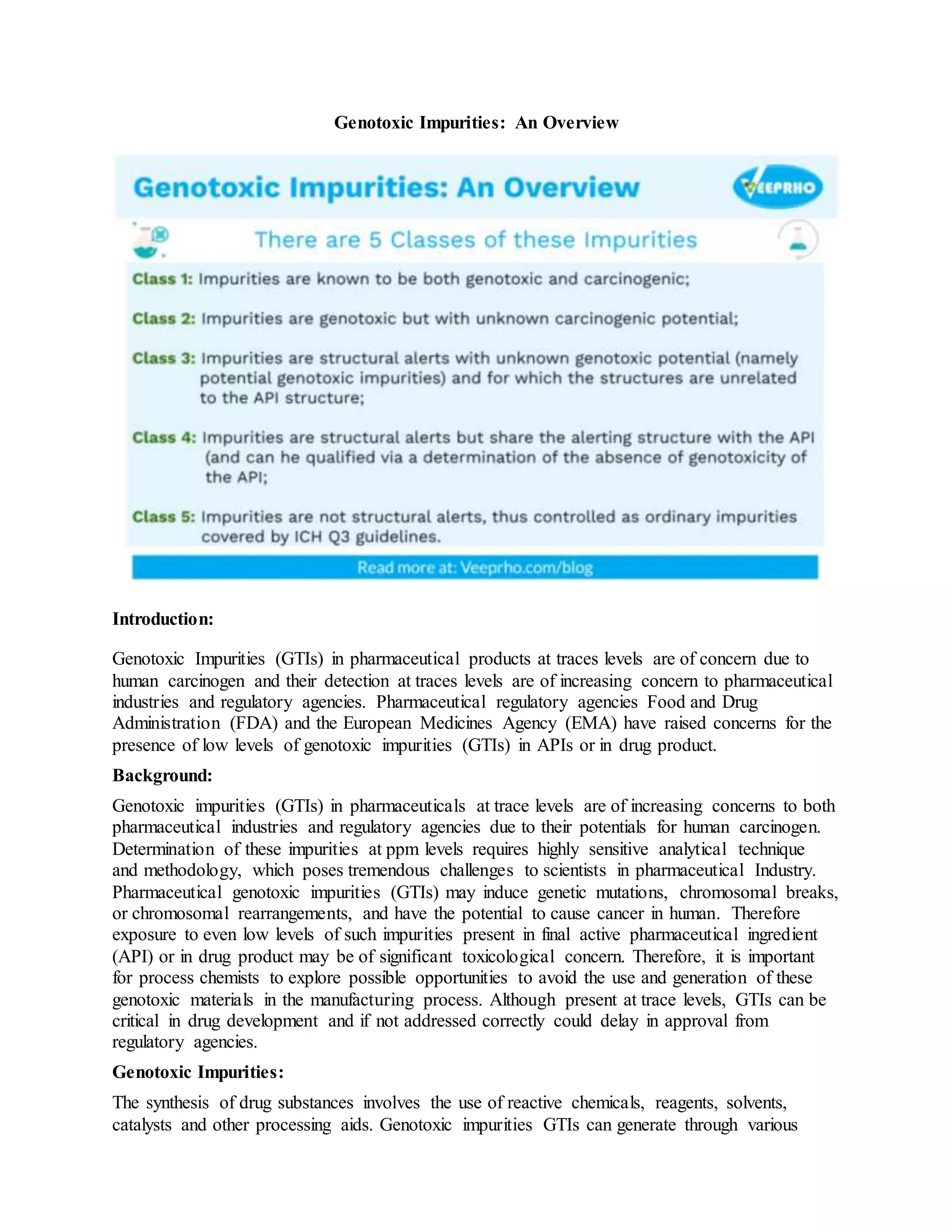 Genotoxic impurities an overview | DOCX