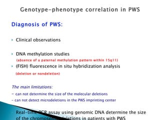 Genotype Phenotype Correlation In Prader Willi Syndrome | PPT