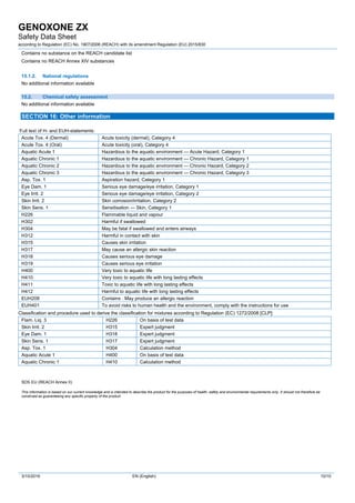 Genoxone zx msds | PDF