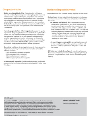 Genpact sets up and runs an investment bank’s “virtual captive ...