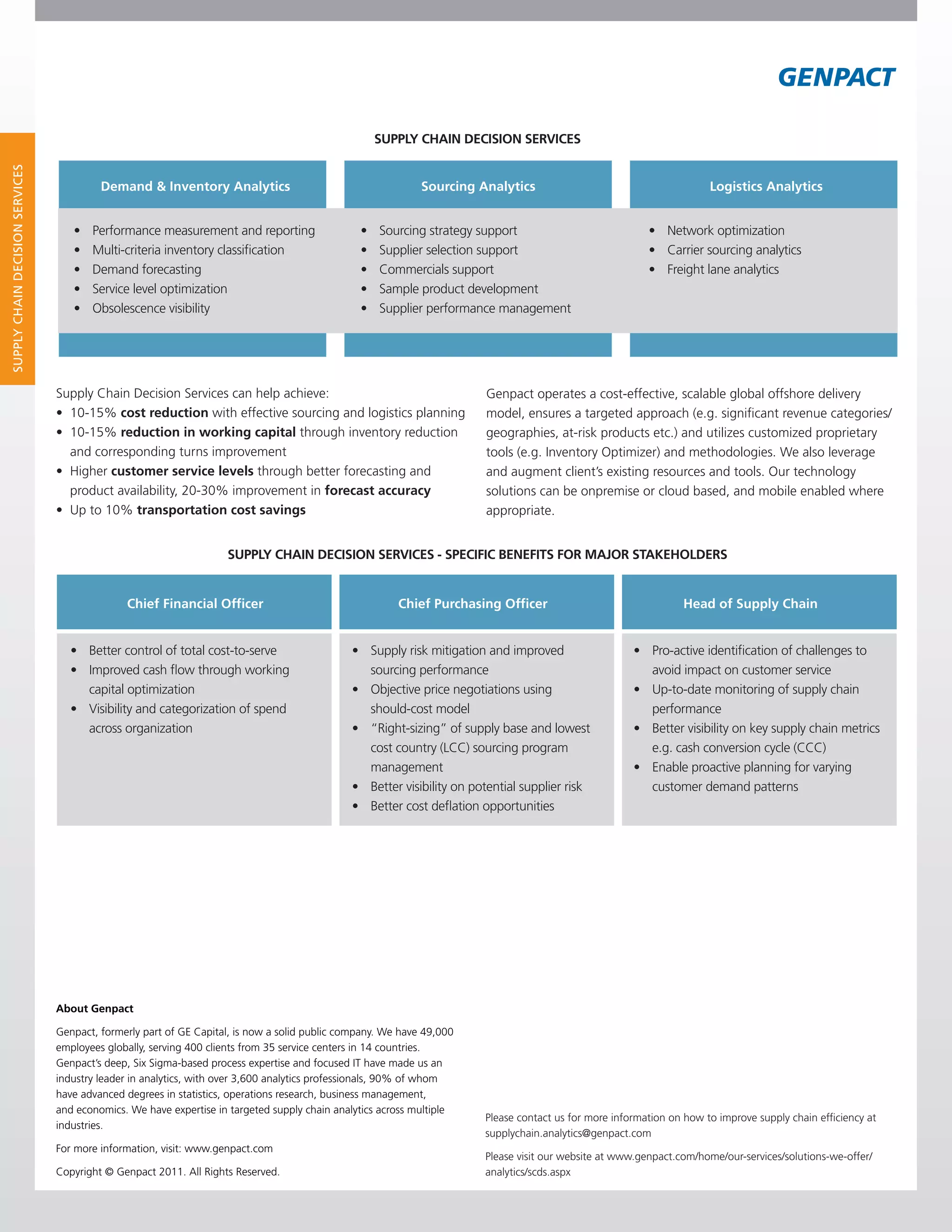 Supply Chain Analytics- Genpact's Supply Chain Decision Services | PDF