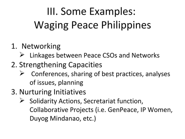 Gen peace lite conflict responses & peace initiatives | PPT