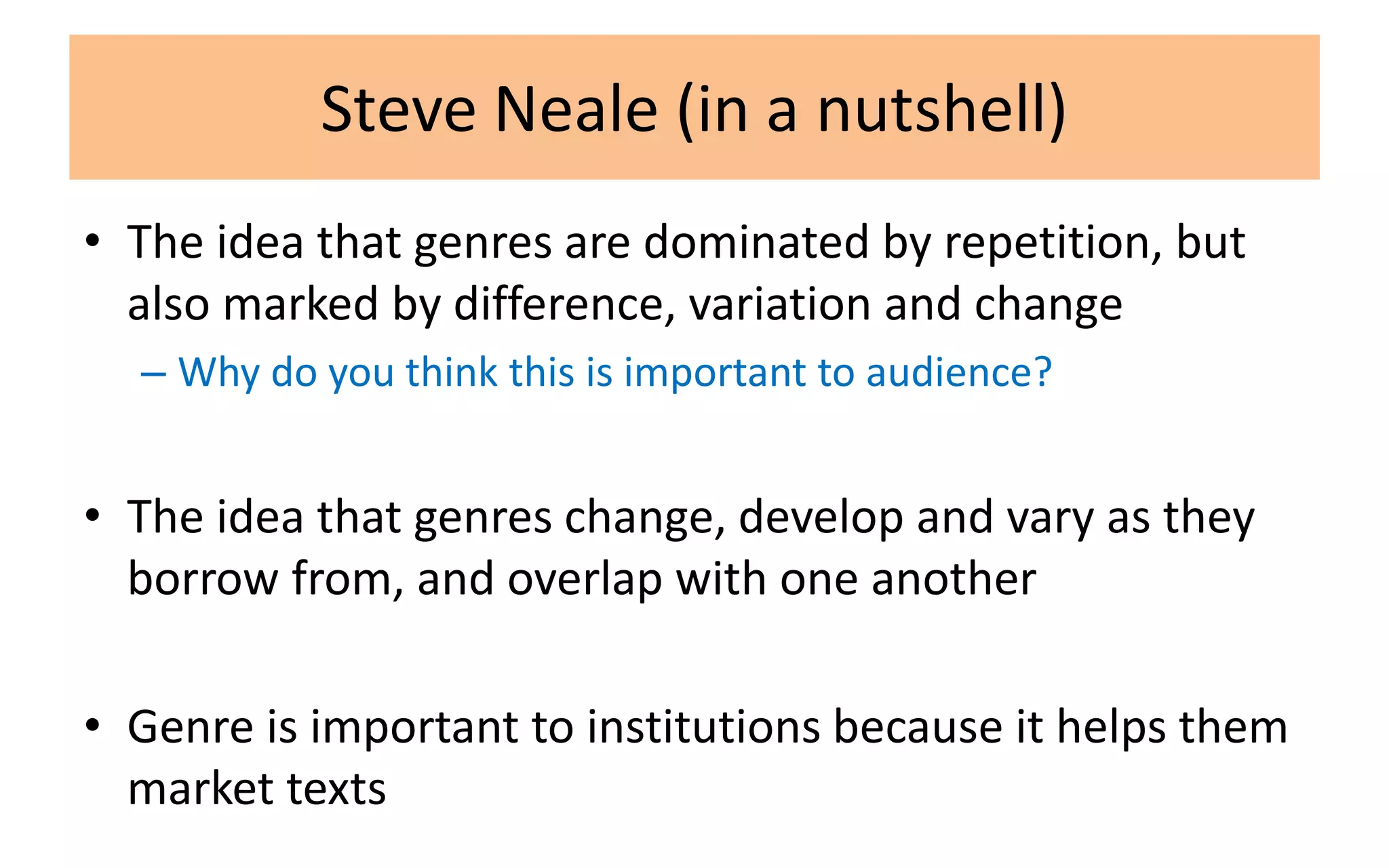 Genre and Steve Neale intro | PPTX