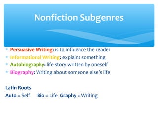 Genre summary ppt | PPT