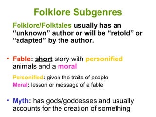 Genre and subgenre categories of writing | PPT