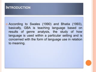 Genre based instruction | PPTX