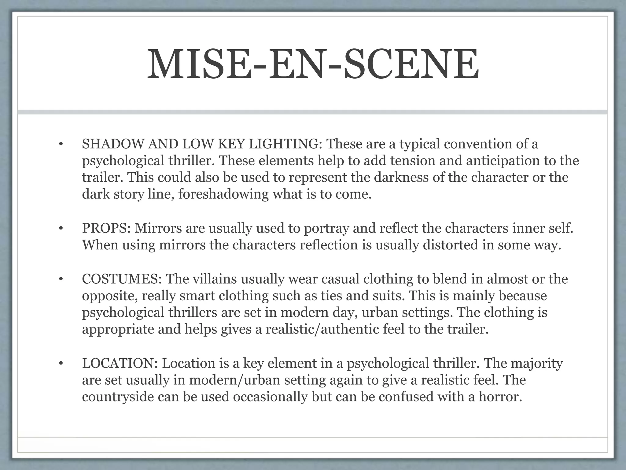 GENRE CONVENTIONS: PSYCHOLOGICAL THRILLER | PPTX