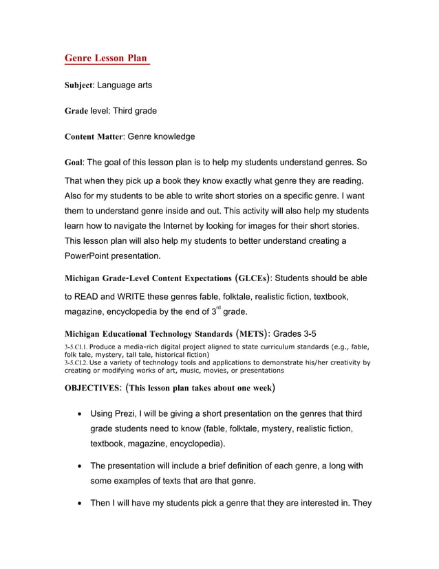 Genre lesson plan | PDF