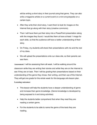 Genre lesson plan | PDF