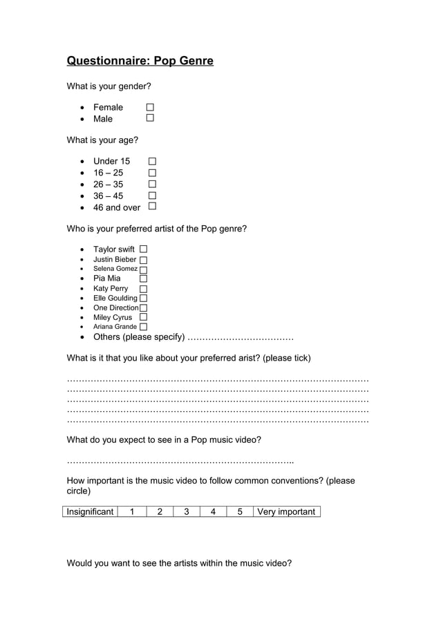 Genre music questionnaire2 | PDF
