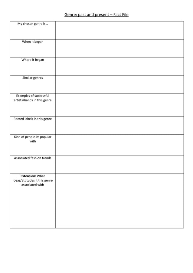 Genre past and present fact file | DOCX