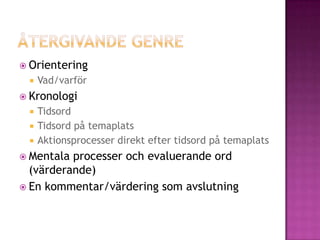 Genrepedagogik Introduktion Genrer | PPTX