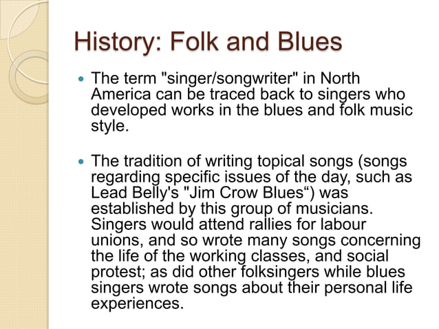 Singer/songwriter Genre Research | PPT