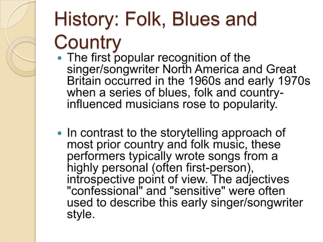 Singer/songwriter Genre Research | PPT