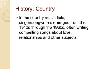 Singer/songwriter Genre Research | PPTX