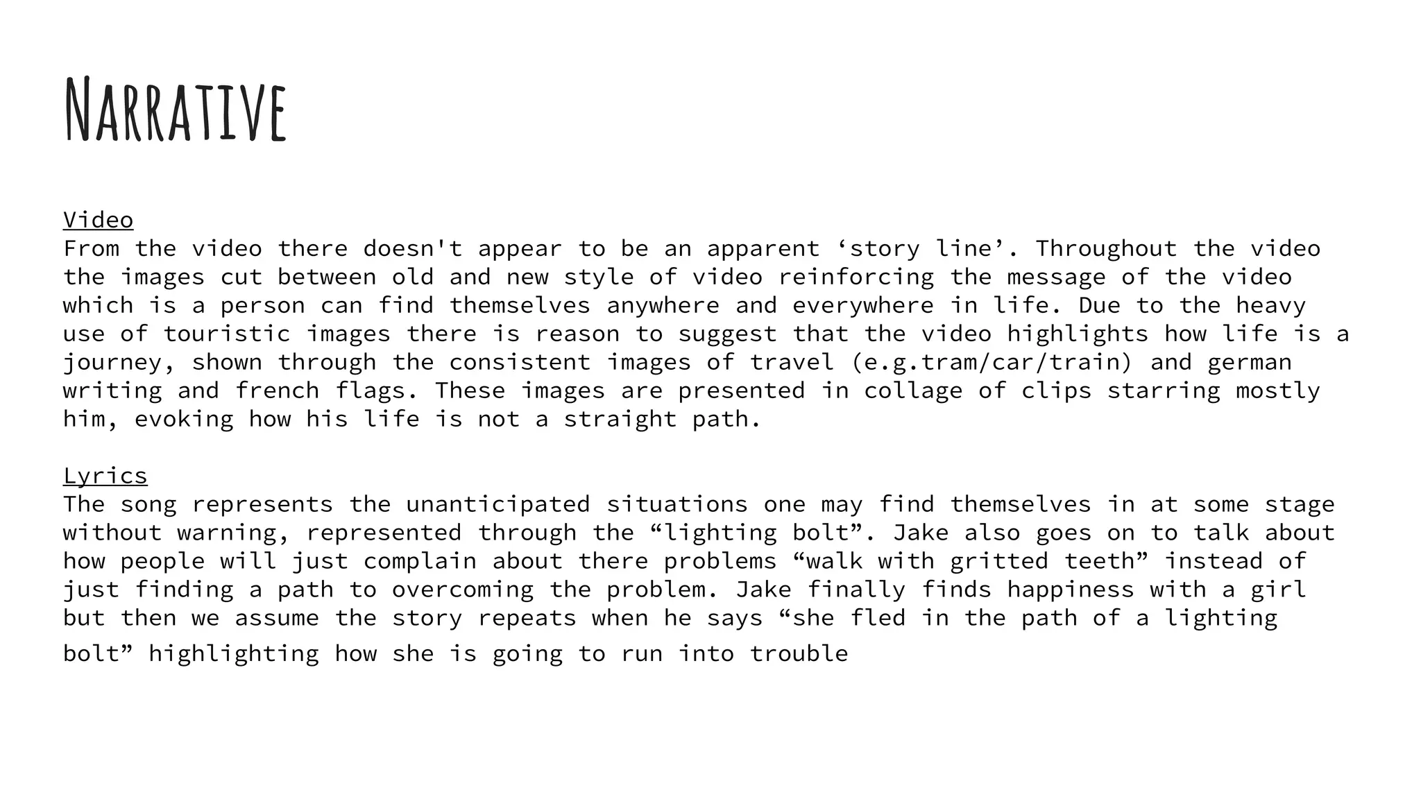 Jake Bugg- Lightning Bolt ( Music video analysis) | PPTX | Cameras and ...