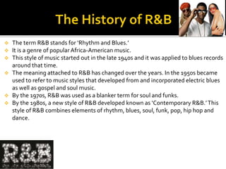 Genre research - R&B | PPT