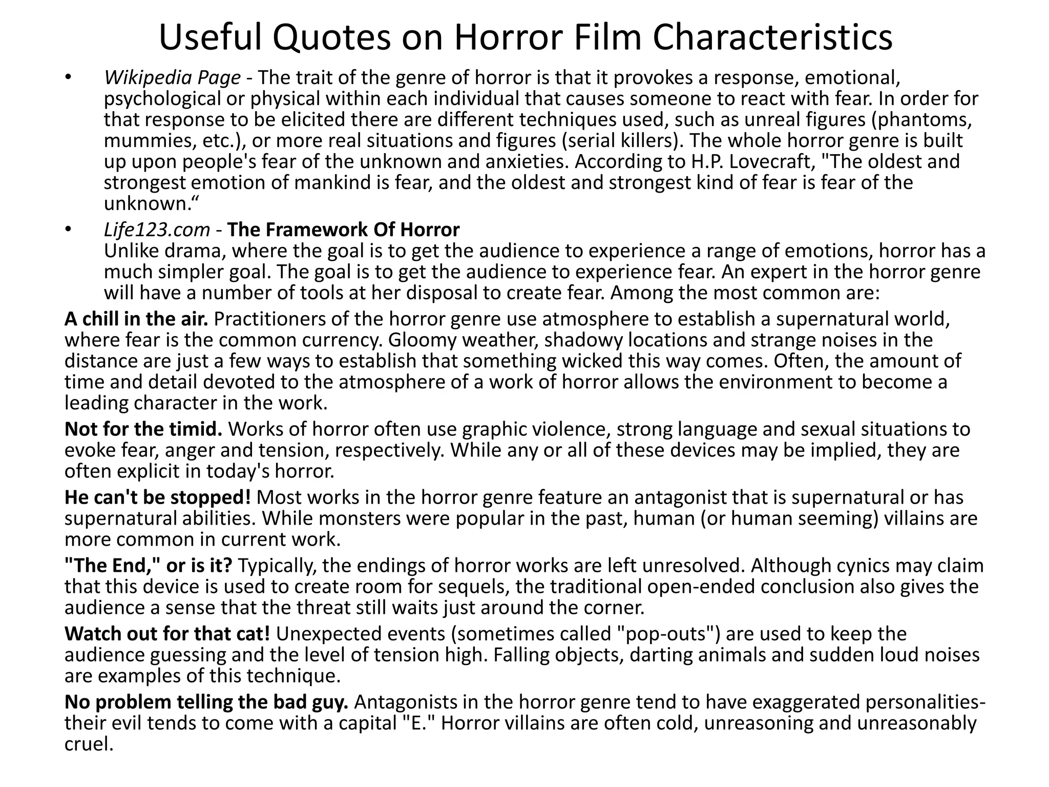 Horror Genre Research | PPTX