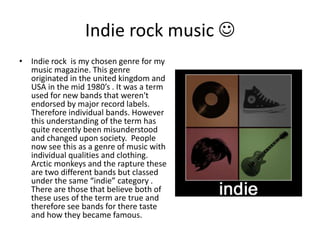 Genre research into indie rock | PPTX