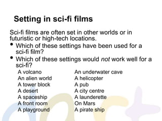 Genre sci fi powerpoint questions | PPTX | Science Fiction | Genres