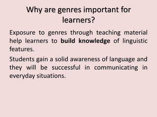 Genres in english course books | PPT