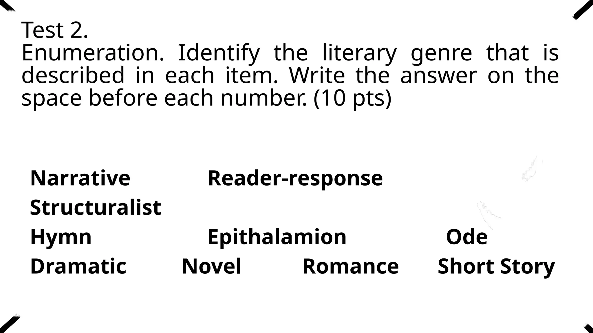Genres of Literature Quiz (Multiple Choice).pptx