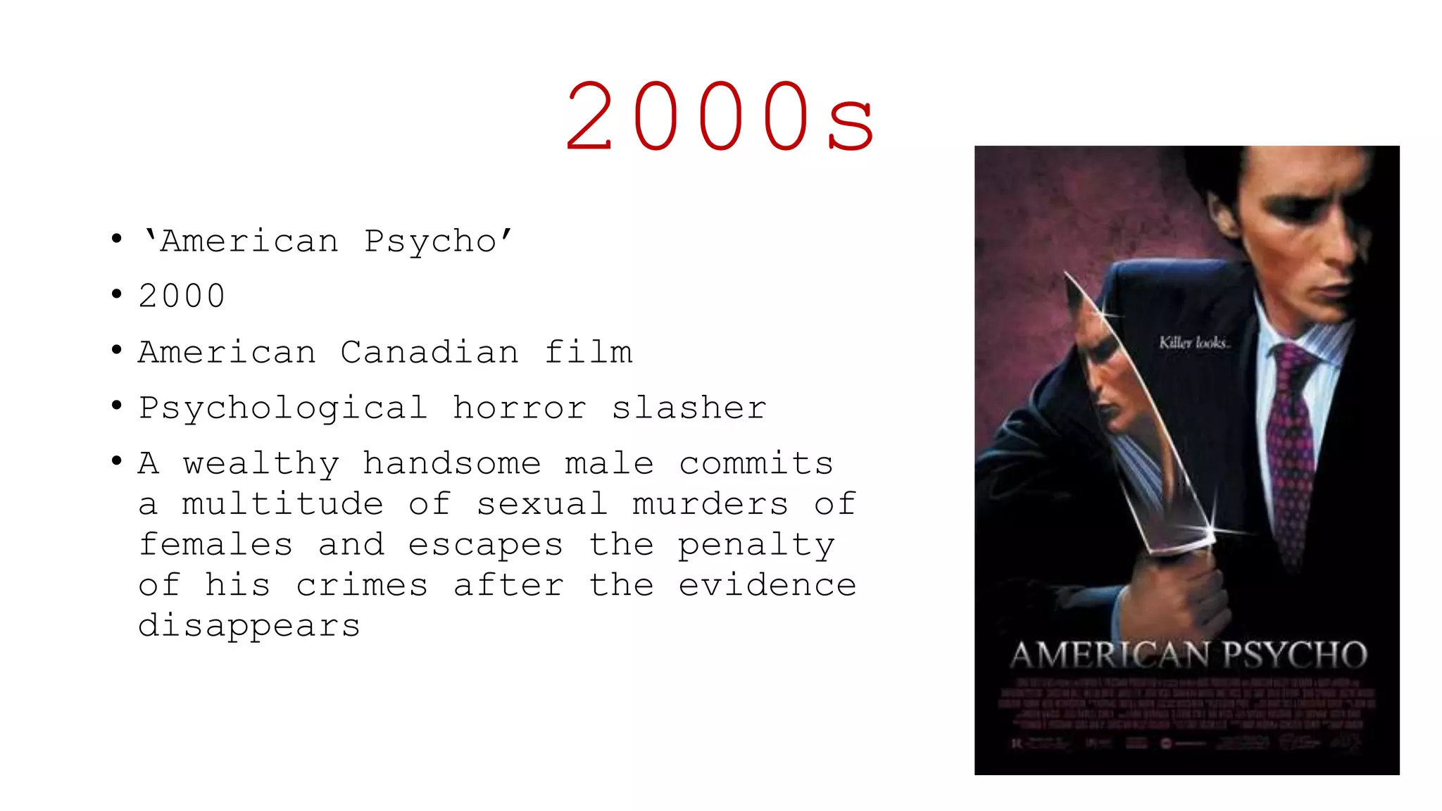 Genre Timeline Psychological/ Horror/ Thriller | PPT