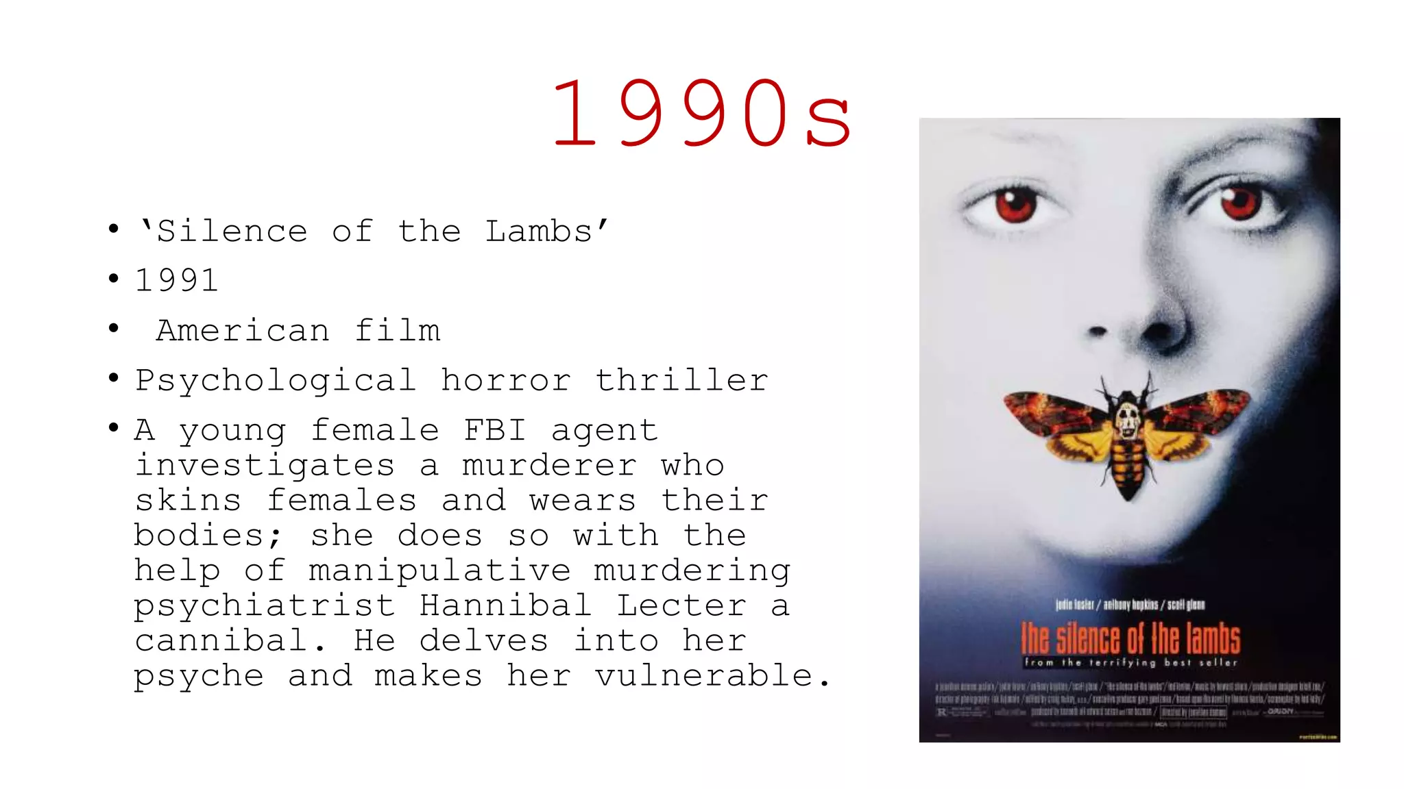 Genre Timeline Psychological/ Horror/ Thriller | PPT