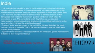 Genre types (rock and indie) | PPTX