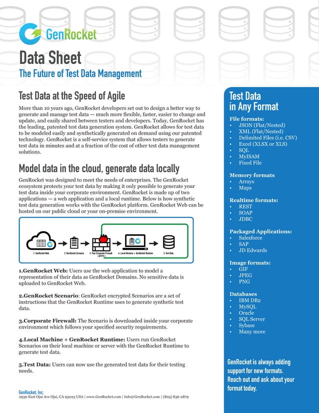 GenRocket Data Sheet | PDF