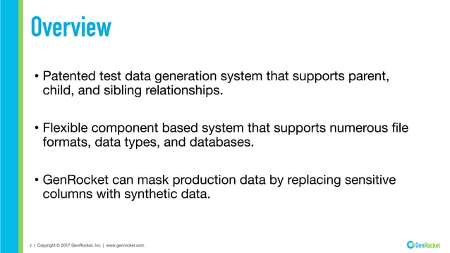 GenRocket Feature List | PDF