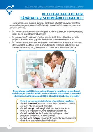 Egalitatea de gen şi schimbările climatice în domeniul sănătăţii | PDF