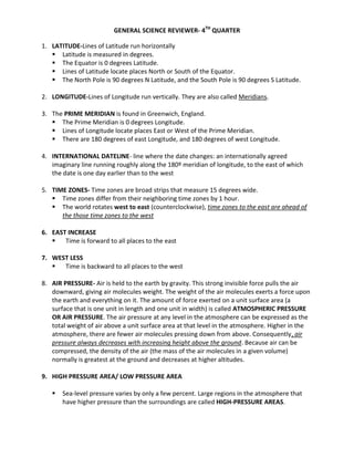 General Science Grade 7 Unit 4 Reviewer | DOCX