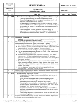 AUDIT PROGRAM LOGICAL SECURITY BY LANCE M TURCATO | PDF