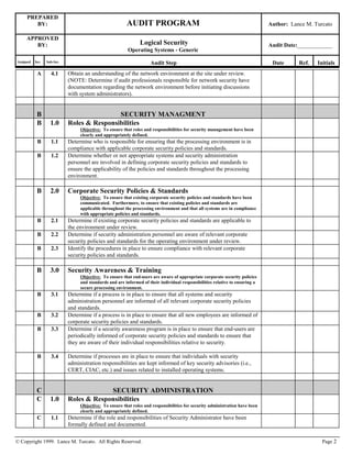 AUDIT PROGRAM LOGICAL SECURITY BY LANCE M TURCATO | PDF