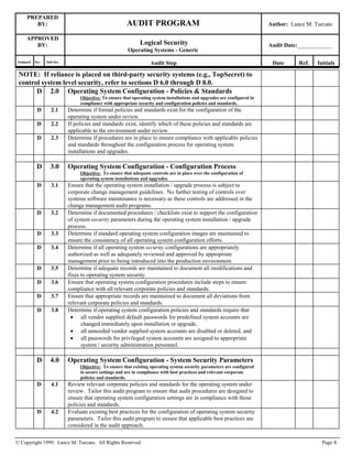 AUDIT PROGRAM LOGICAL SECURITY BY LANCE M TURCATO | PDF