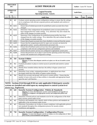 AUDIT PROGRAM LOGICAL SECURITY BY LANCE M TURCATO | PDF