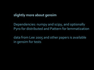An Introduction to gensim: "Topic Modelling for Humans" | PPTX