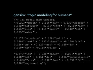 An Introduction to gensim: "Topic Modelling for Humans" | PPTX