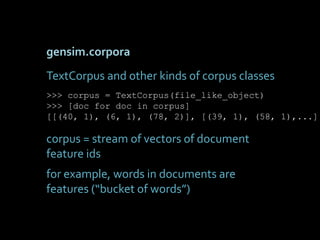An Introduction to gensim: "Topic Modelling for Humans" | PPTX