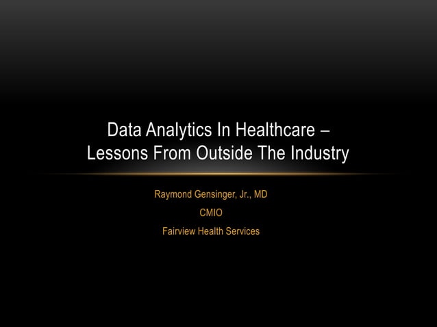 Data Analytics in Healthcare | PDF