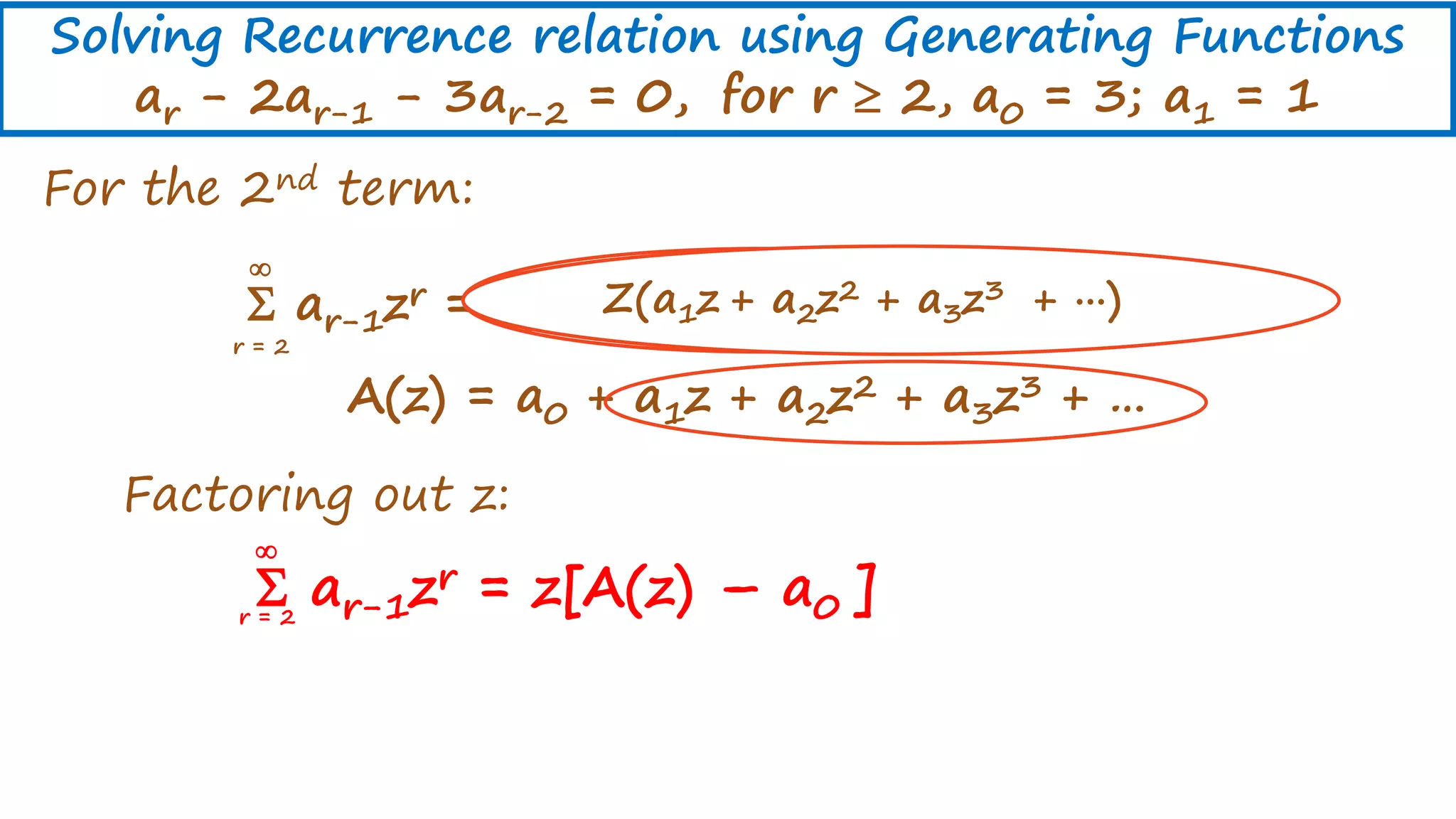 Generating functions solve recurrence | PPT Generating functions solve recurrence | PPT